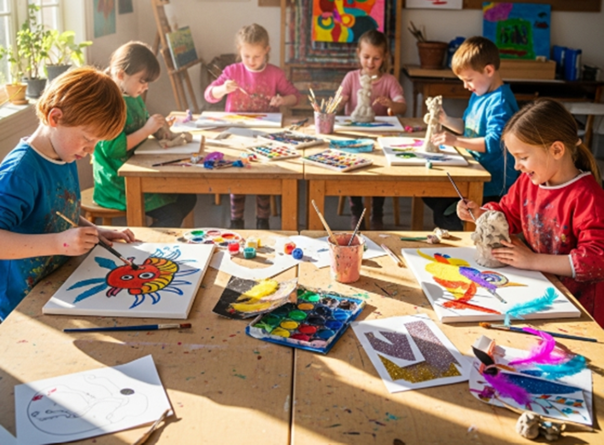 Des enfants faisant des activités artistiques - Badabim